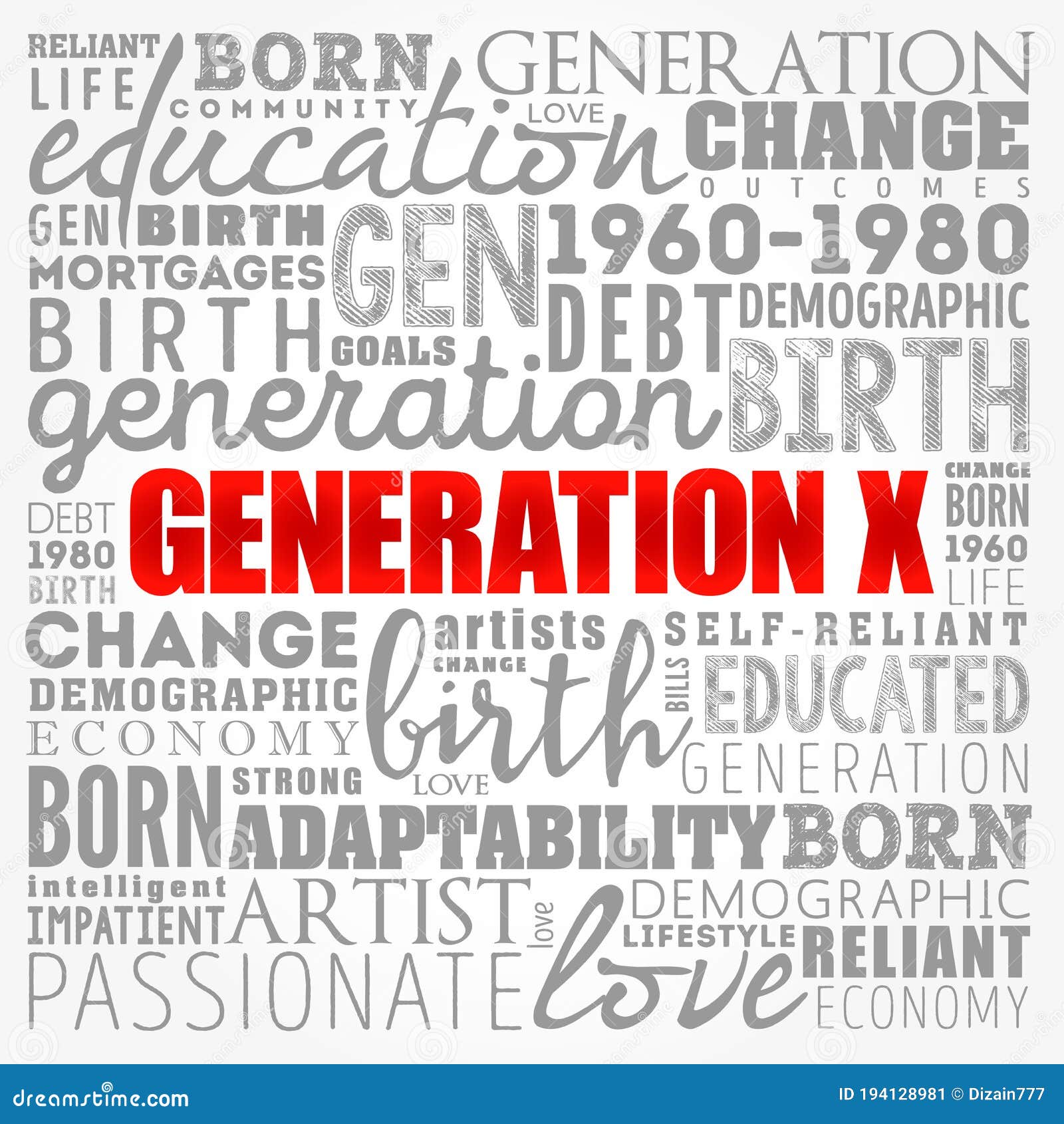 Generation X Word Cloud Collage, Education Concept Background Stock ...