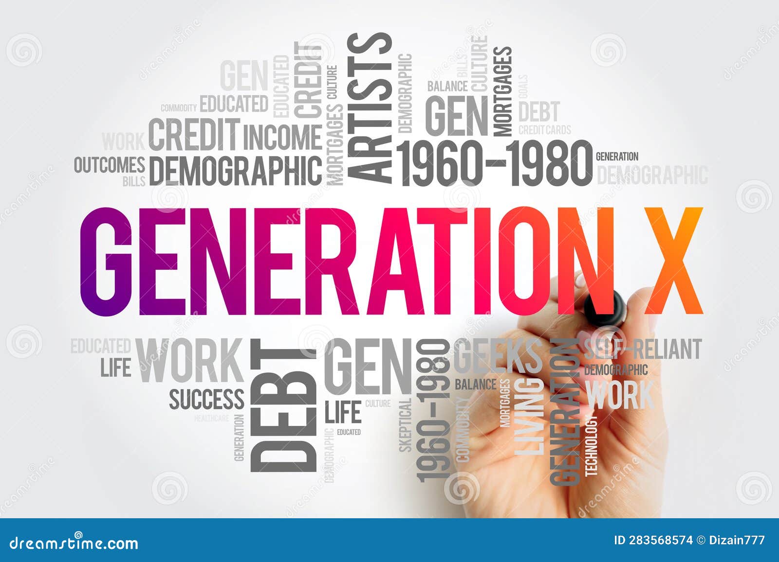 Generation X Word Cloud Concept Collage Background Stock Photo - Image ...