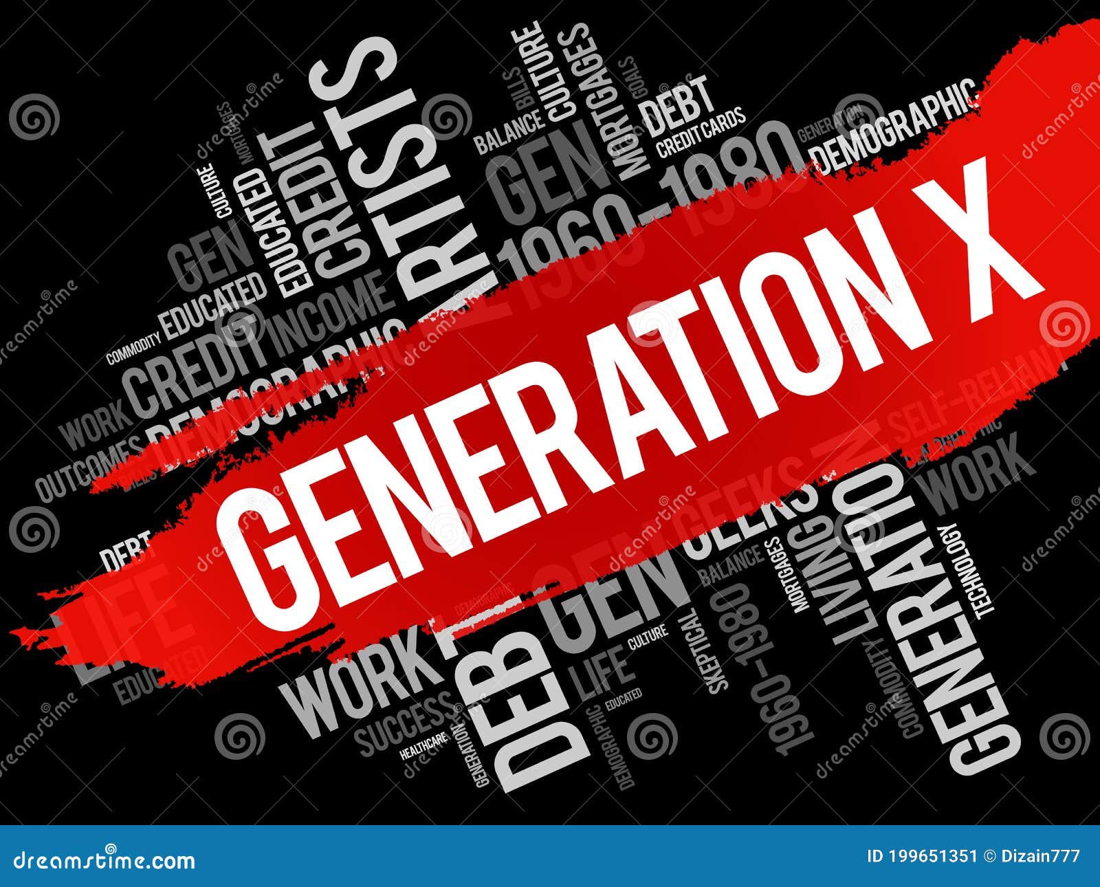 Generation X Word Cloud stock illustration. Illustration of bills ...