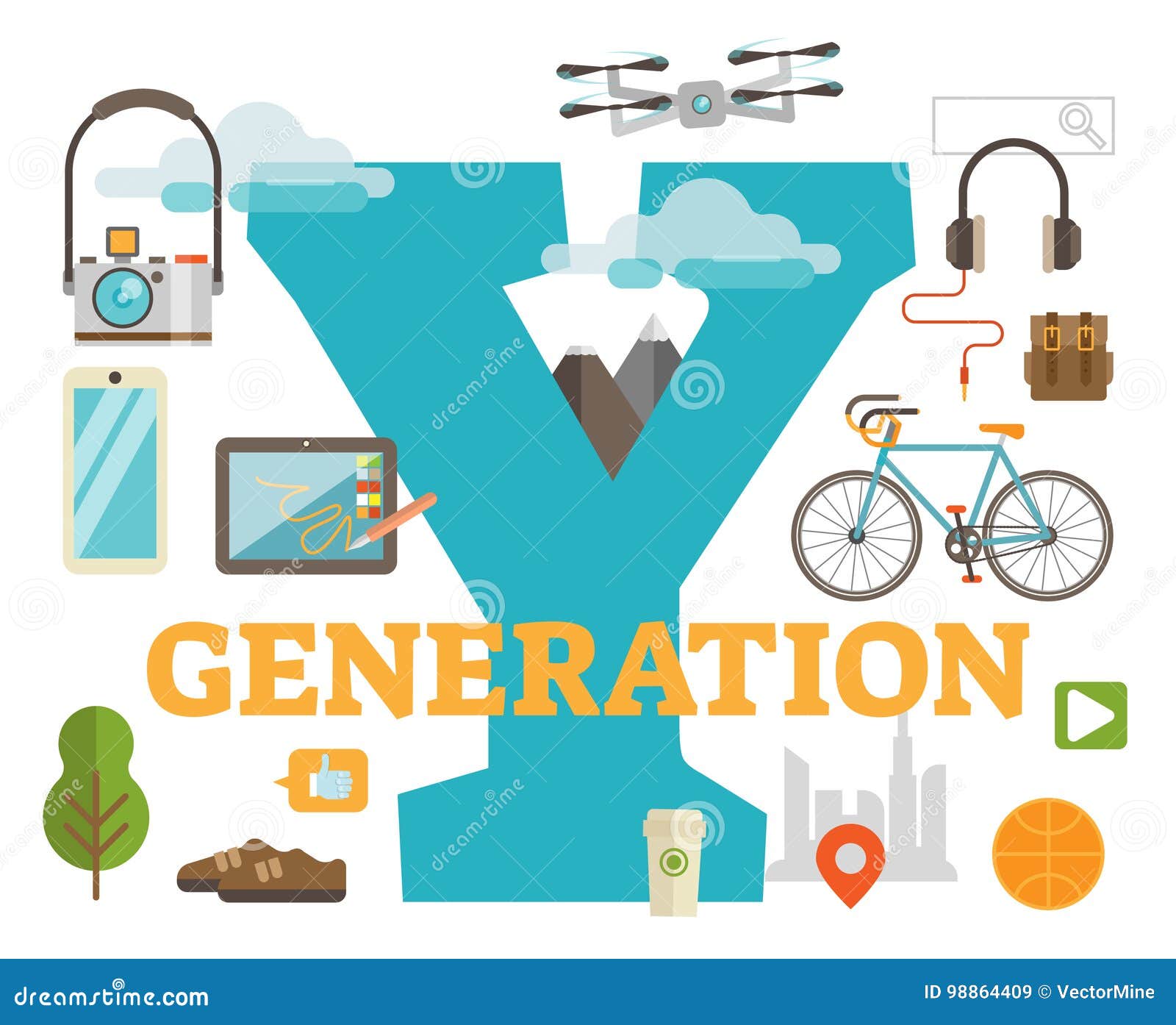 Generation Y stock vector. Illustration of basketball - 98864409