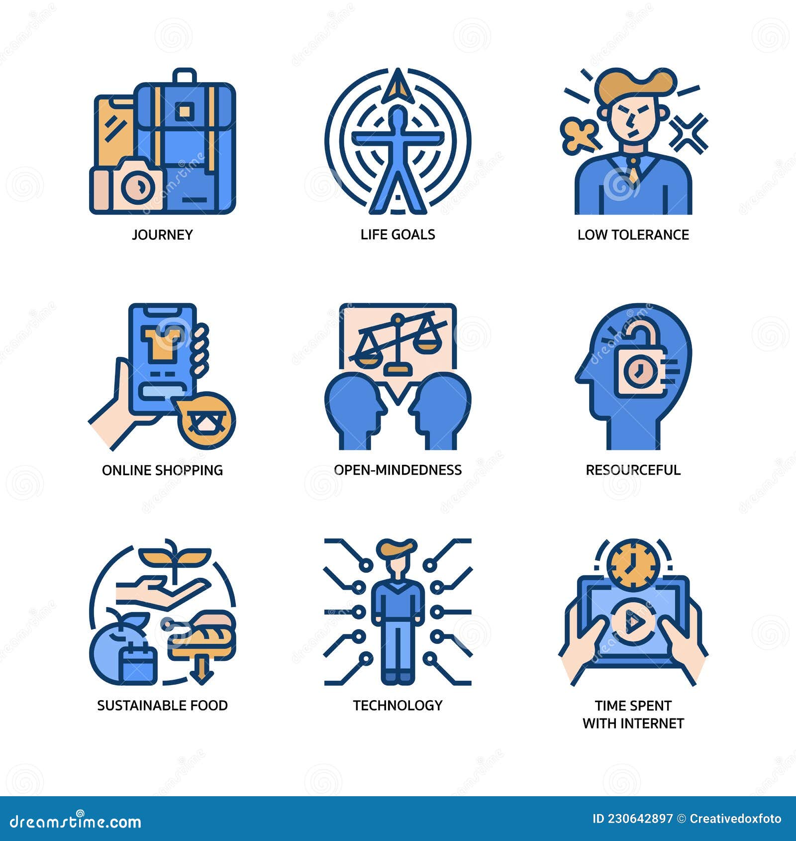Generation Z Icons Set stock vector. Illustration of mindedness - 230642897