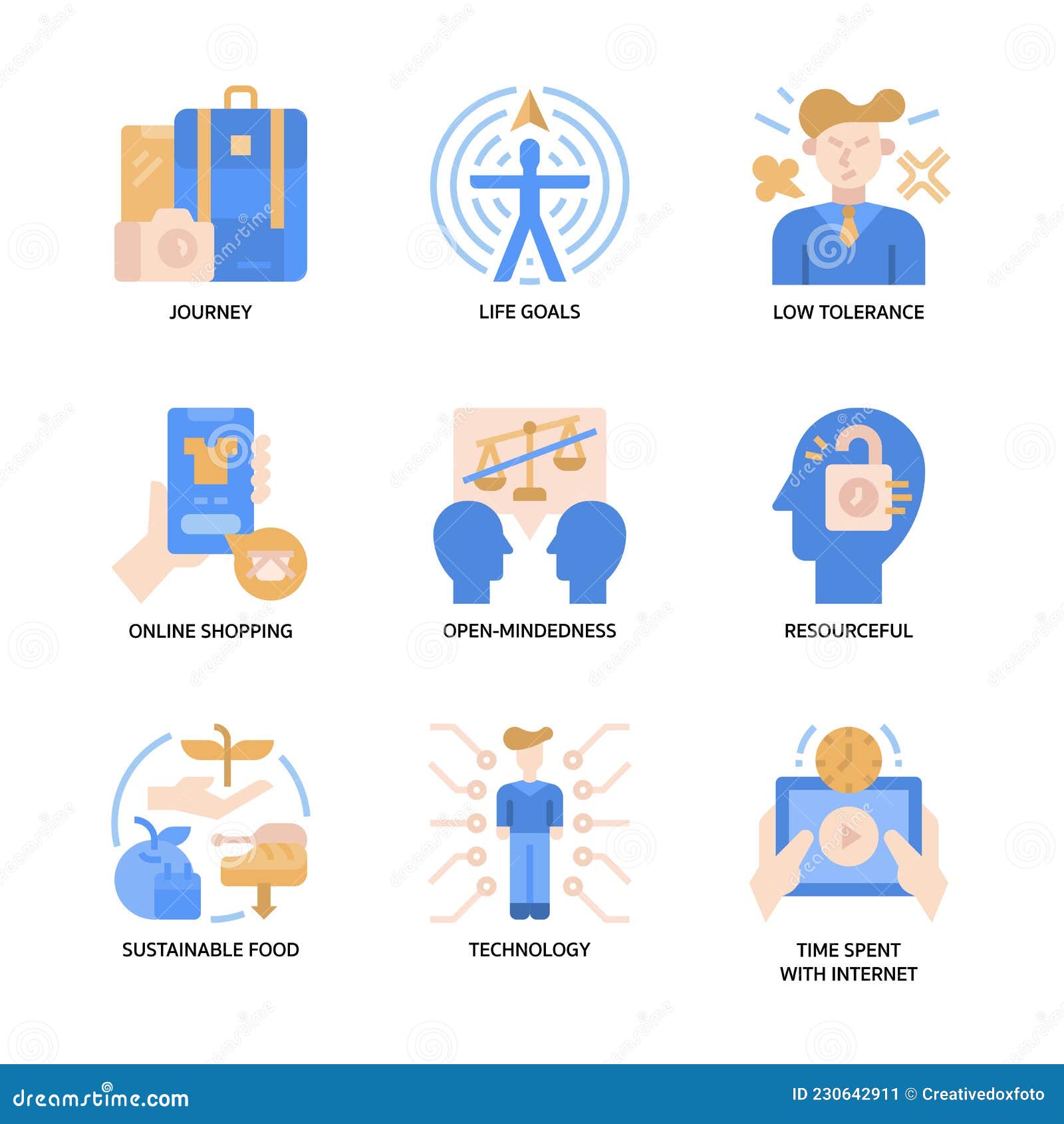 Generation Z Icons Set stock vector. Illustration of shopping - 230642911