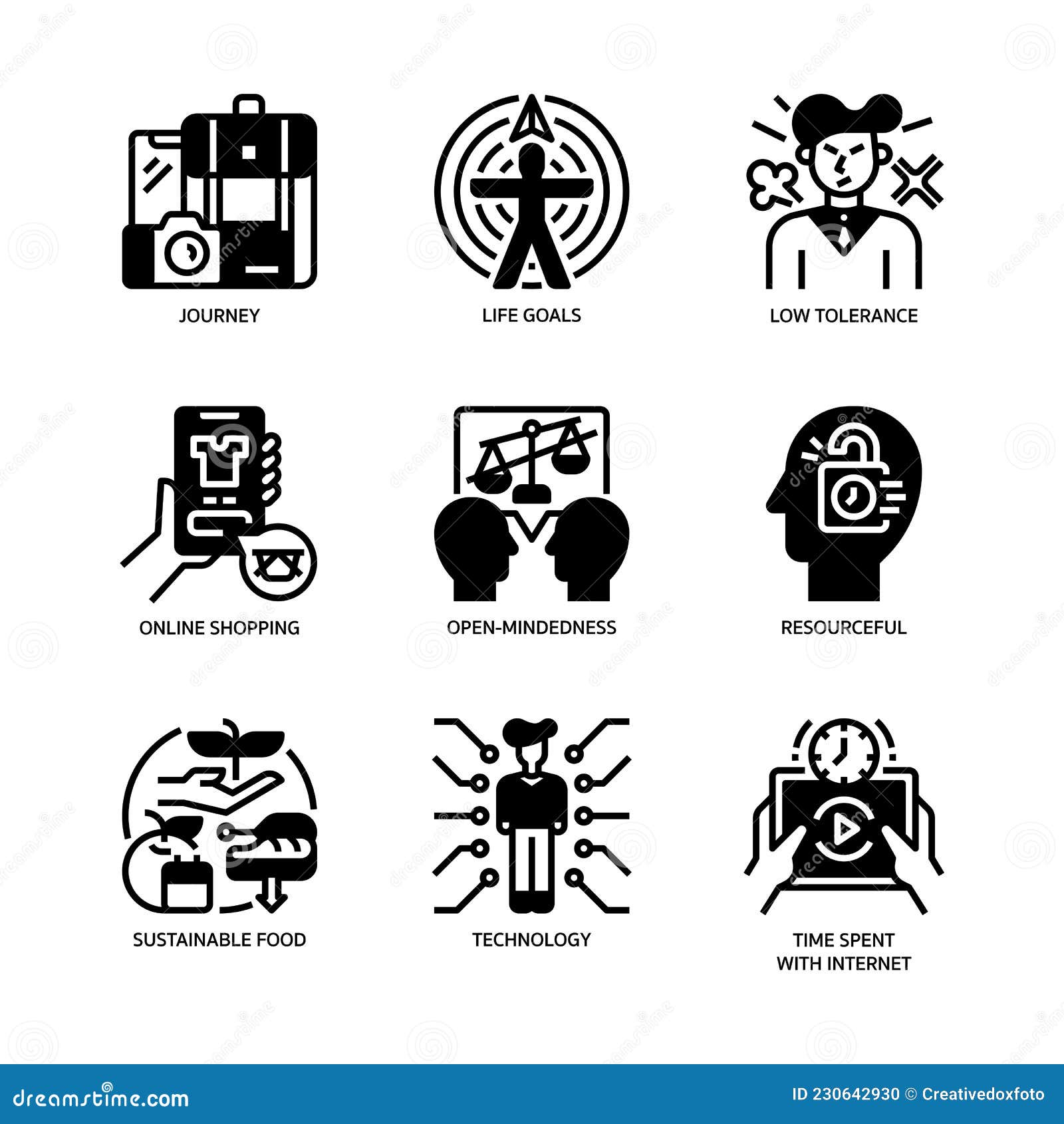 Generation Z Icons Set stock vector. Illustration of youth - 230642930
