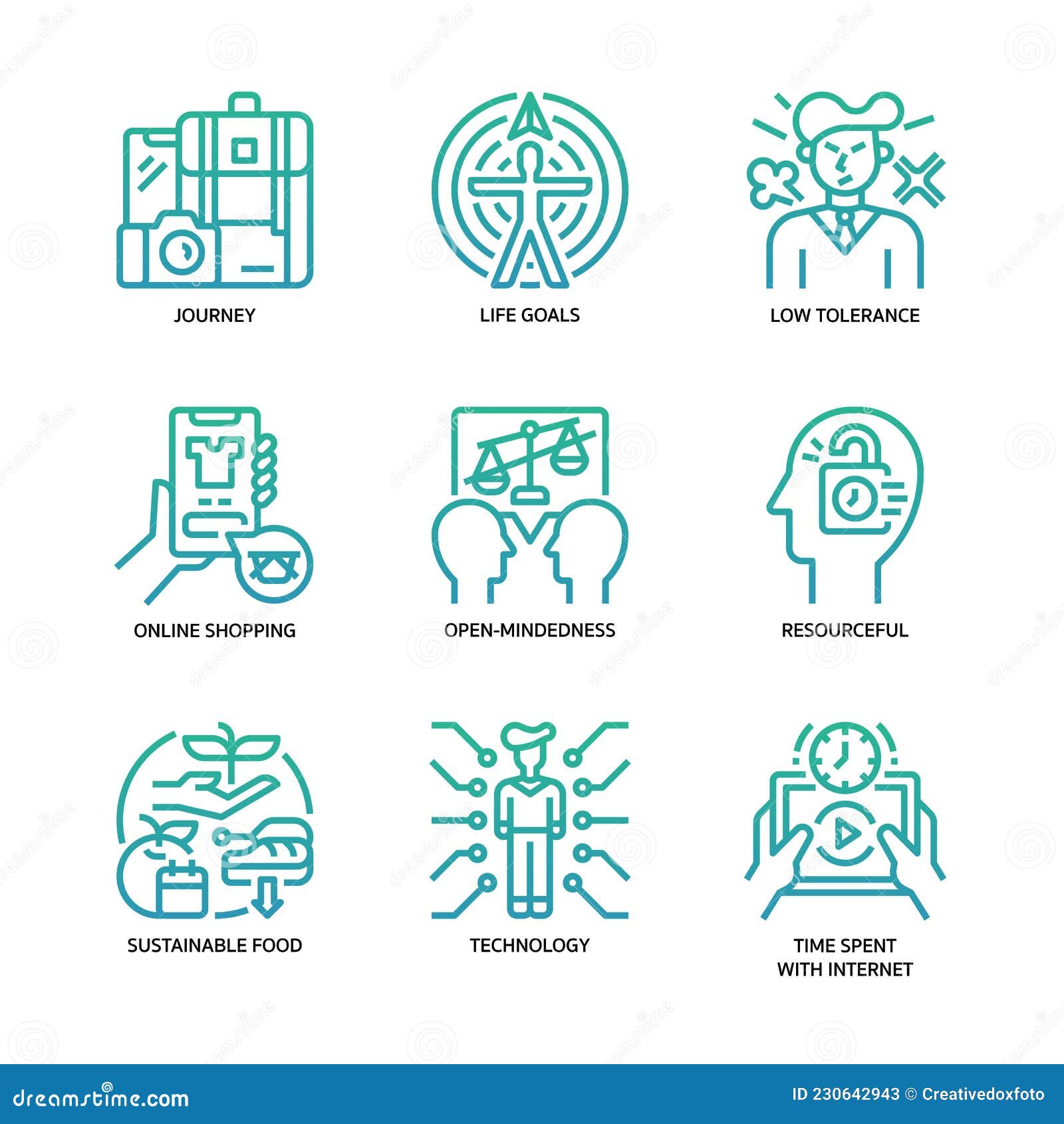 Generation Z Icons Set stock vector. Illustration of tolerance - 230642943