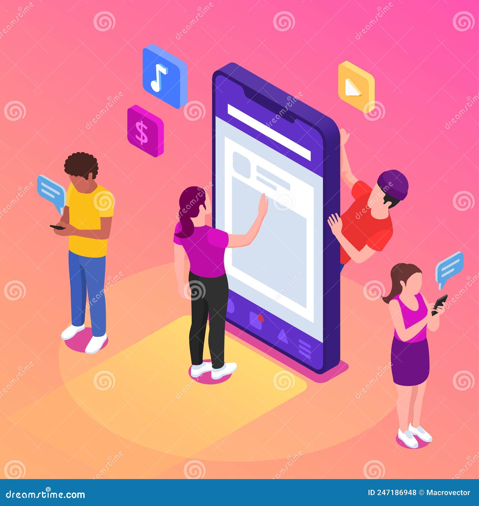 Generation Z Isometric Concept Stock Vector - Illustration of smart ...