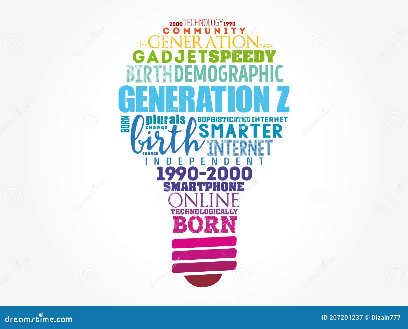 Generation Z Light Bulb Word Cloud Collage, Concept Background Stock ...