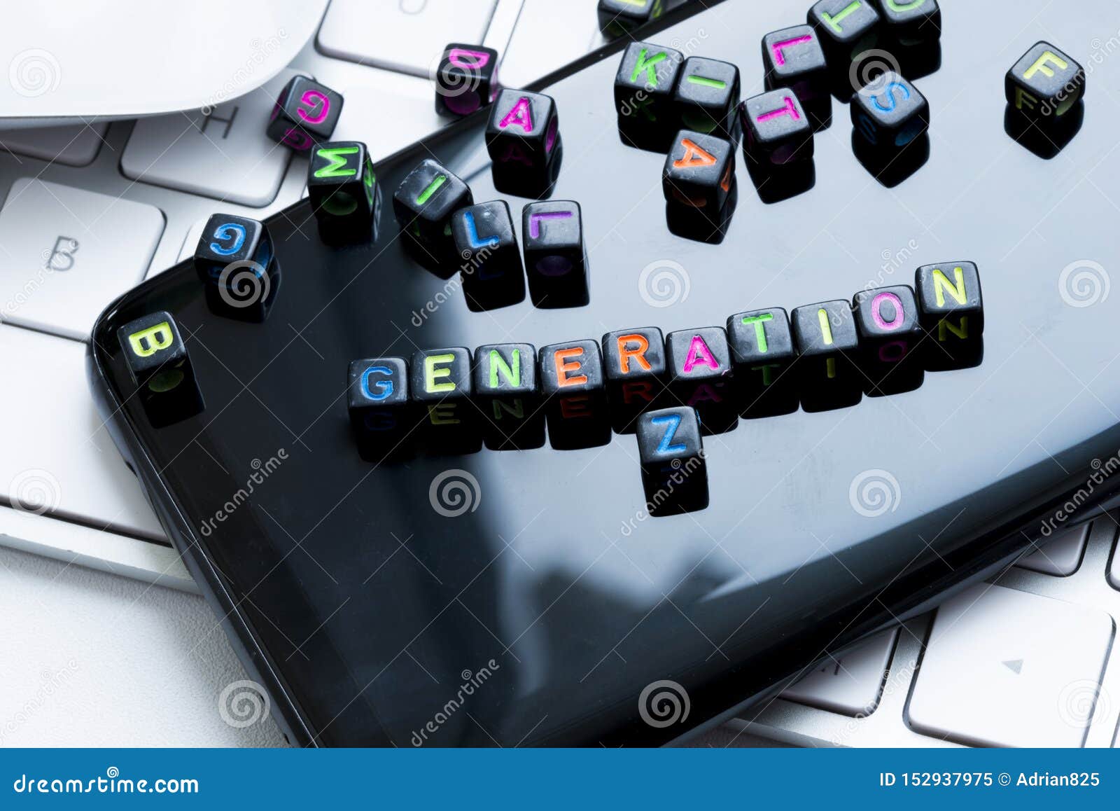 Generation Z Message Written with Colored Letters Beads on Smartphone ...