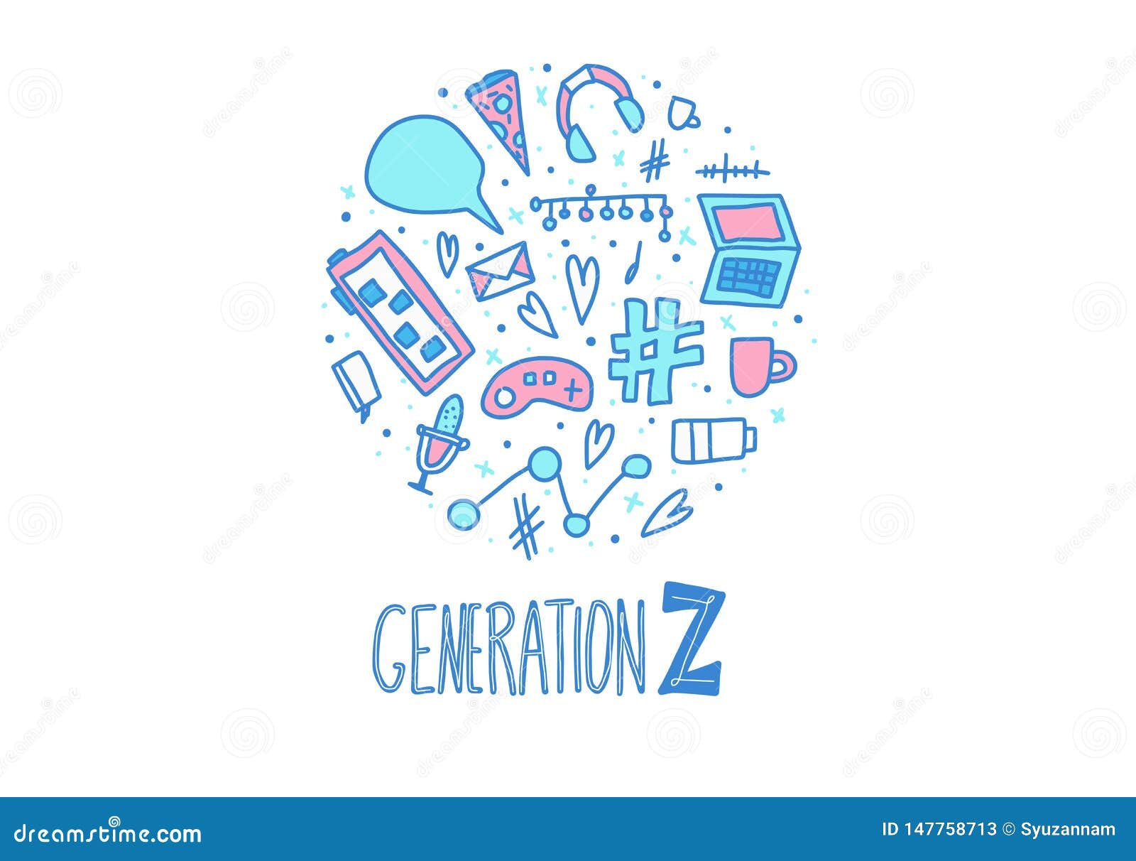 Generation Z. Vector Concept Illustration. Stock Vector - Illustration ...