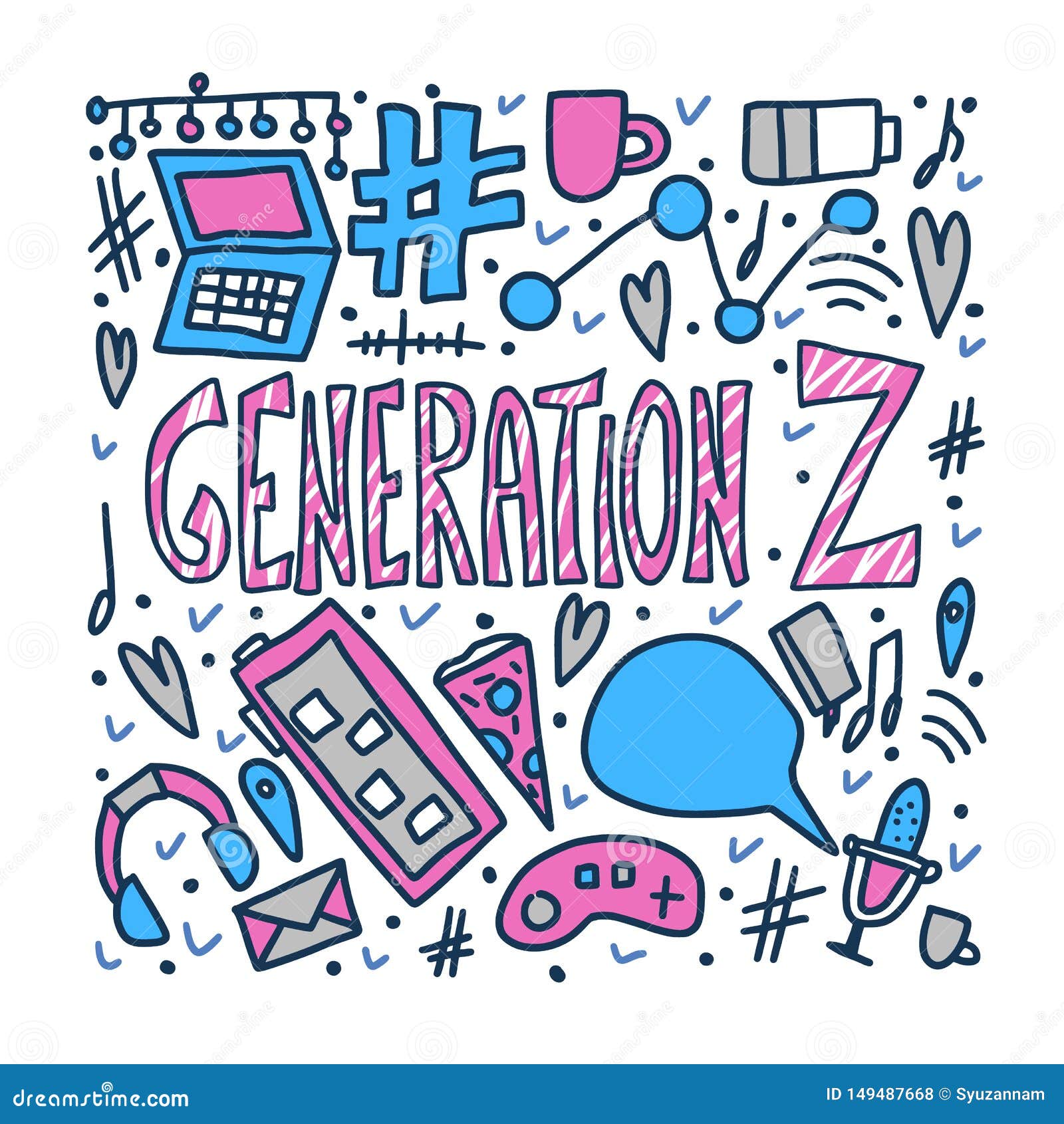 Generation Z Poster. Vector Concept Text and Decor Stock Vector ...
