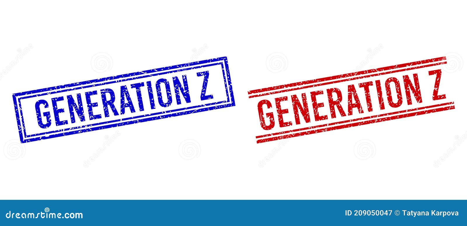 Scratched Textured GENERATION Z Stamp Seals with Double Lines Stock ...