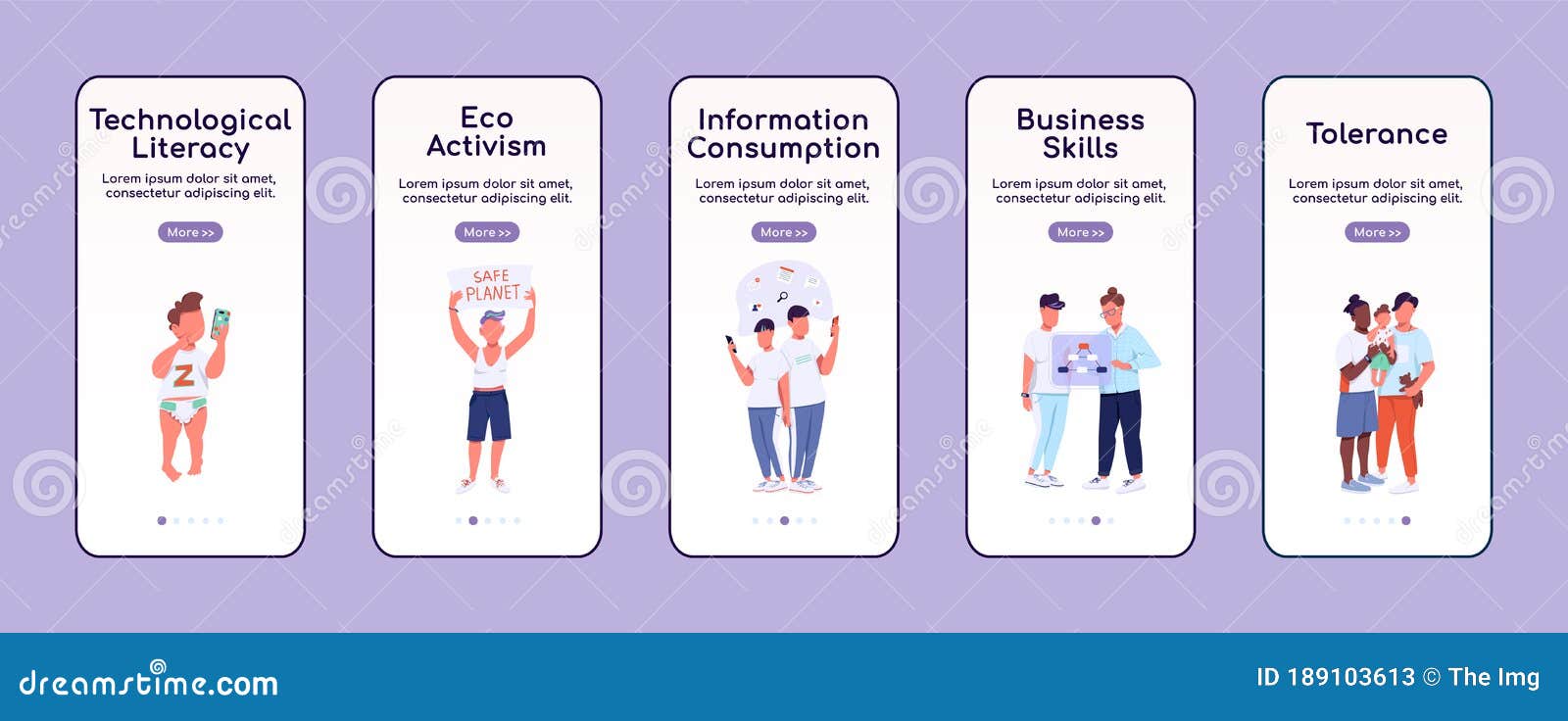Generation Z Traits Onboarding Mobile App Screen Flat Vector Template ...