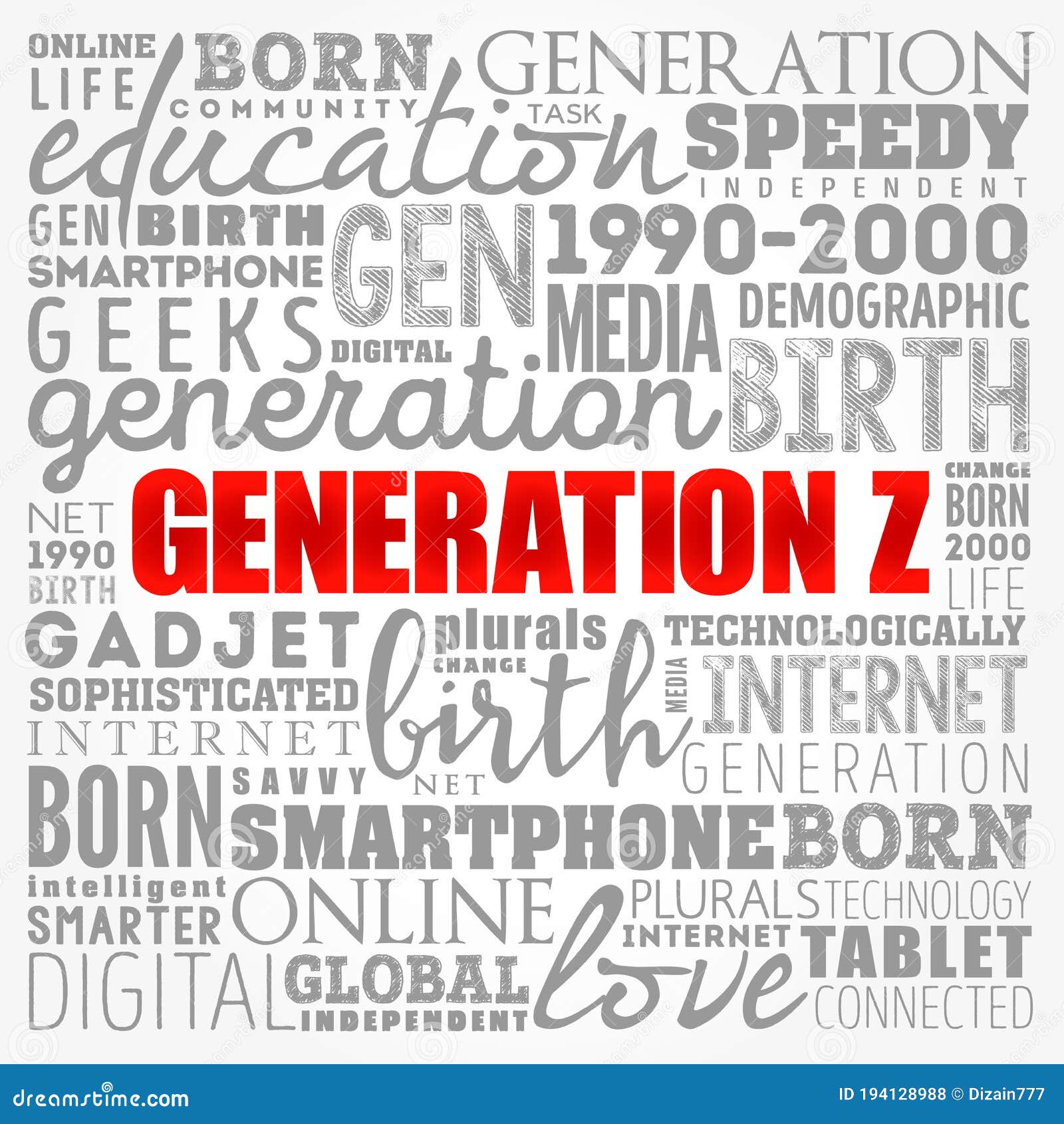 Generation Z Word Cloud Collage, Concept Background Stock Illustration ...
