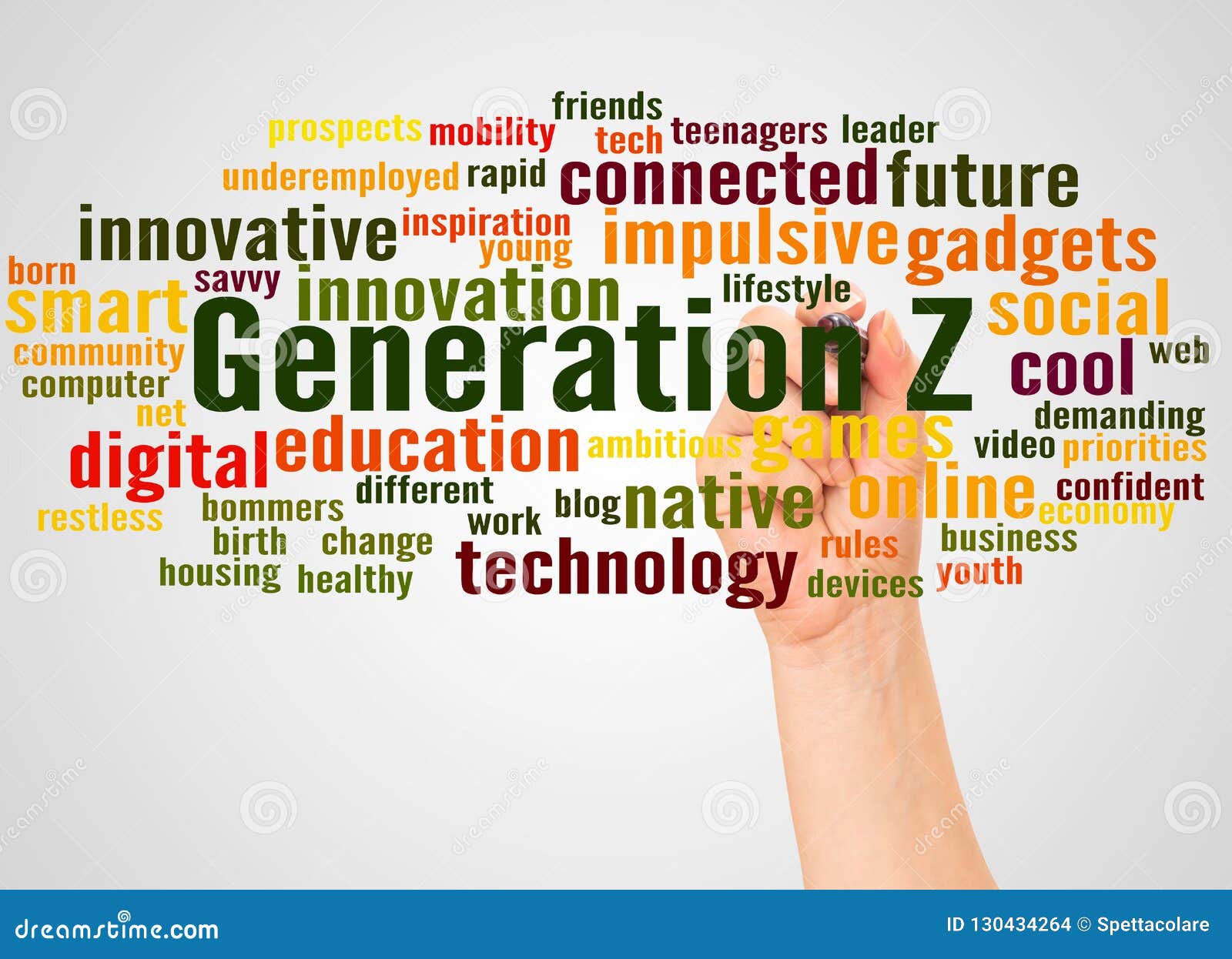 Generation Z Word Cloud and Hand with Marker Concept Stock Illustration ...