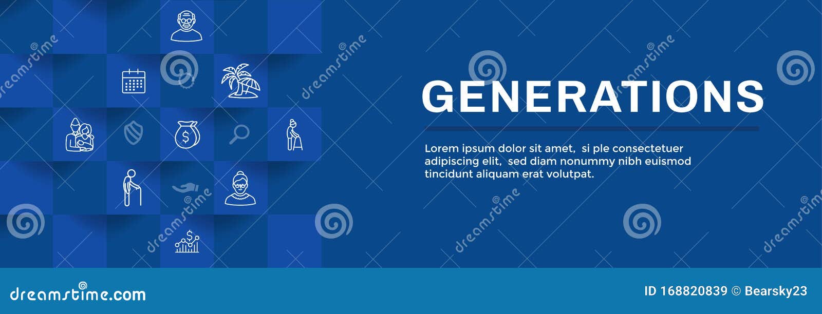 Generations And Aging Web Header Banner And Icon Set Vector ...