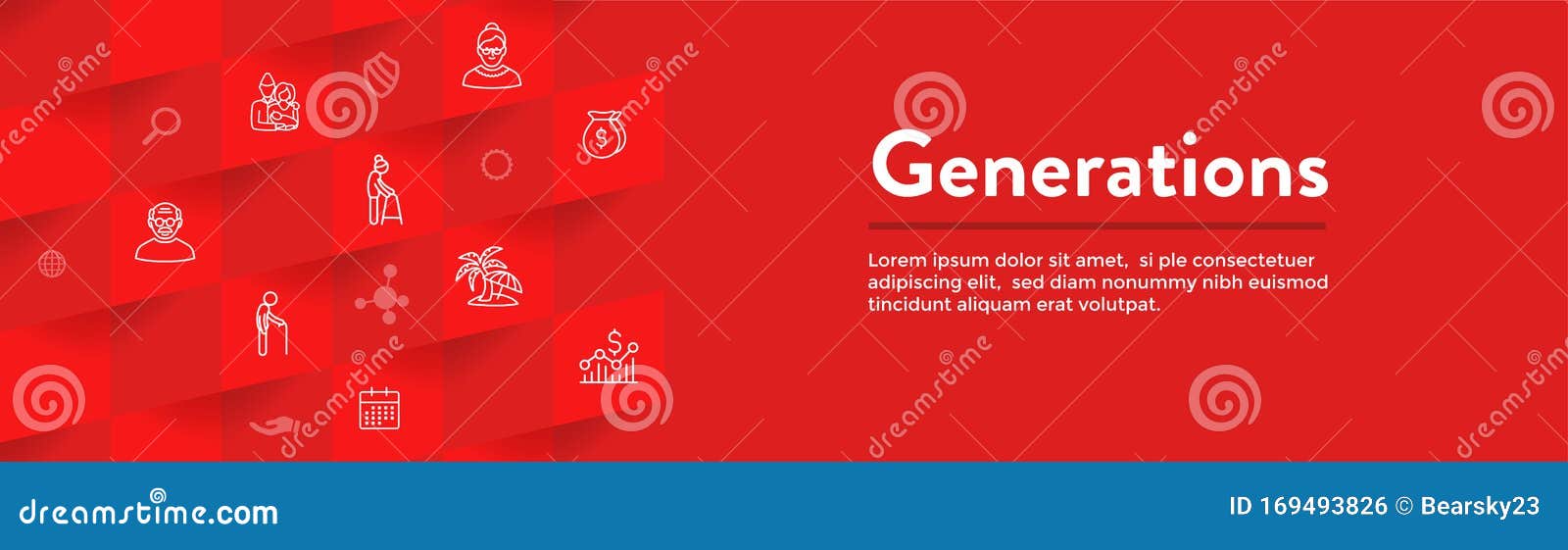Generations and Aging Web Header Banner and Icon Set Stock Vector ...