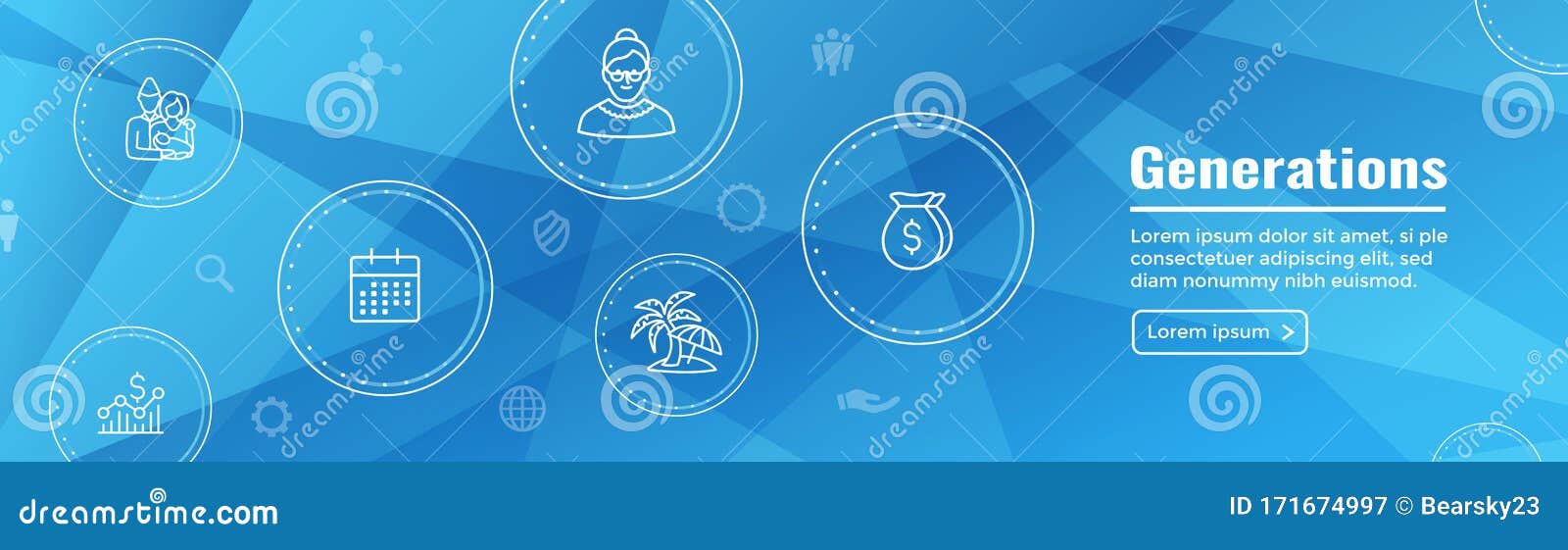 Generations and Aging Web Header Banner and Icon Set Stock Vector ...