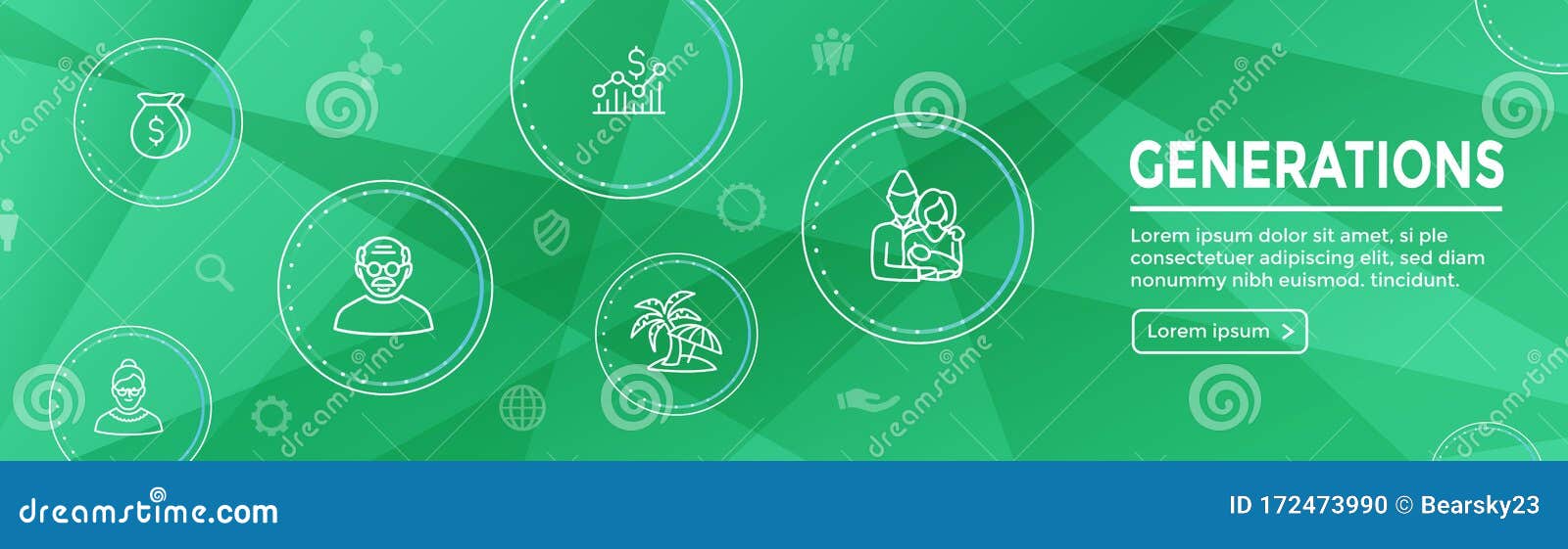 Generations And Aging Web Header Banner And Icon Set Vector ...
