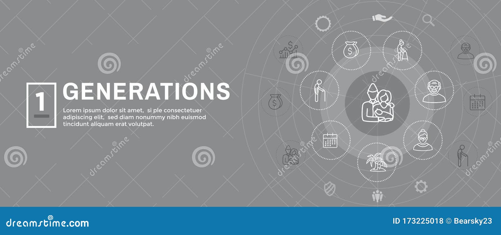 Generations and Aging Web Header Banner and Icon Set Stock Vector ...