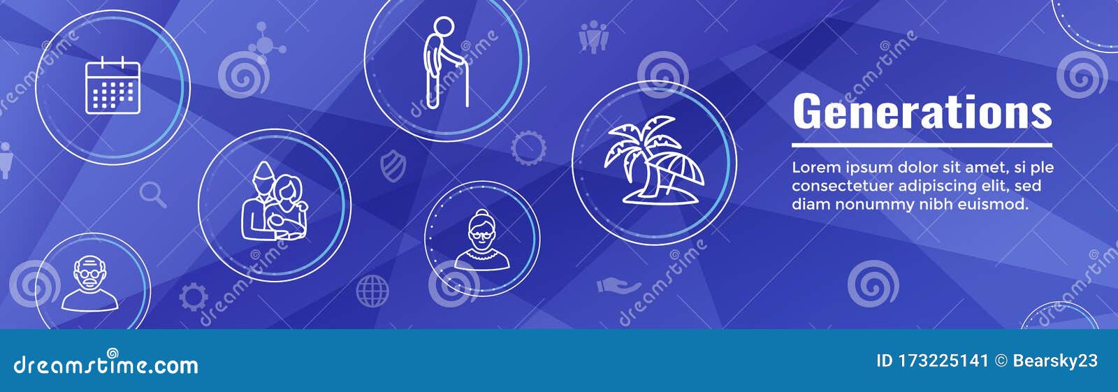 Generations and Aging Web Header Banner and Icon Set Stock Vector ...