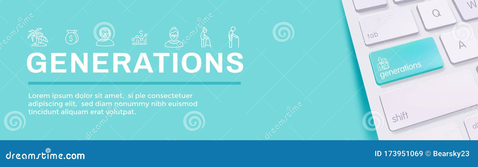 Generations and Aging Web Header Banner and Icon Set Stock Vector ...