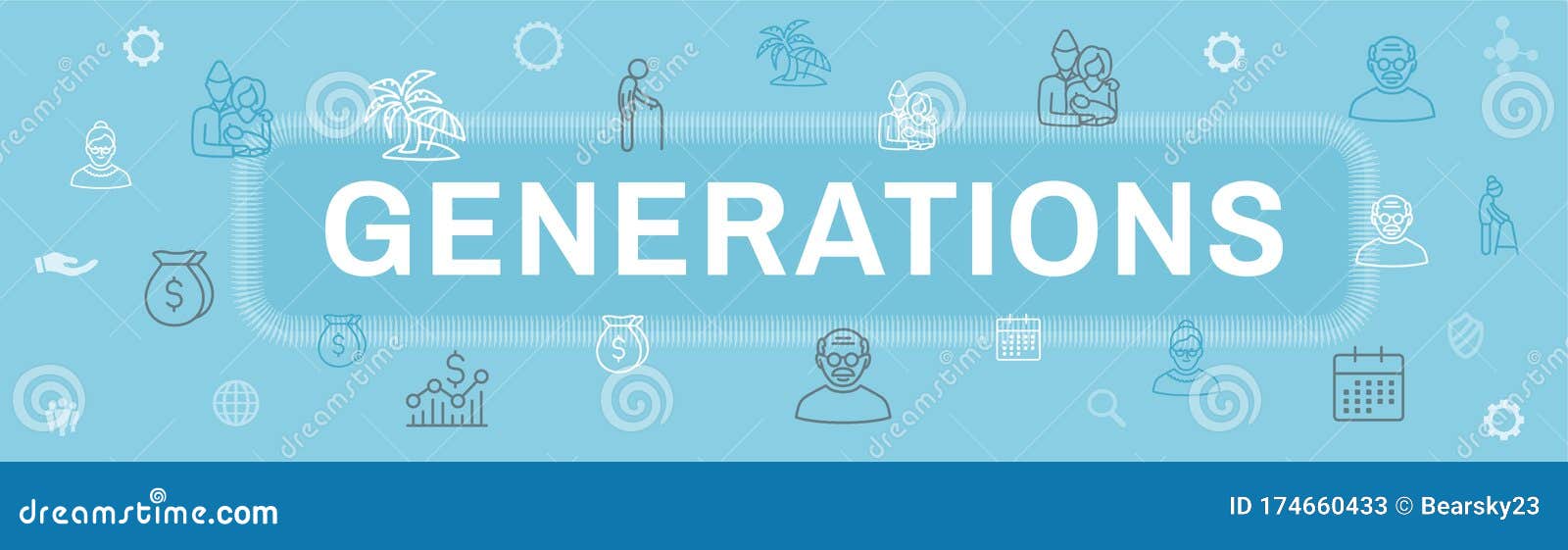 Generations and Aging Web Header Banner and Icon Set Stock Vector ...