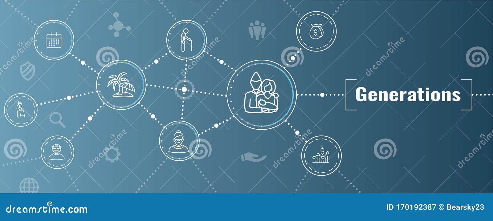 Generations And Aging Web Header Banner And Icon Set Vector ...