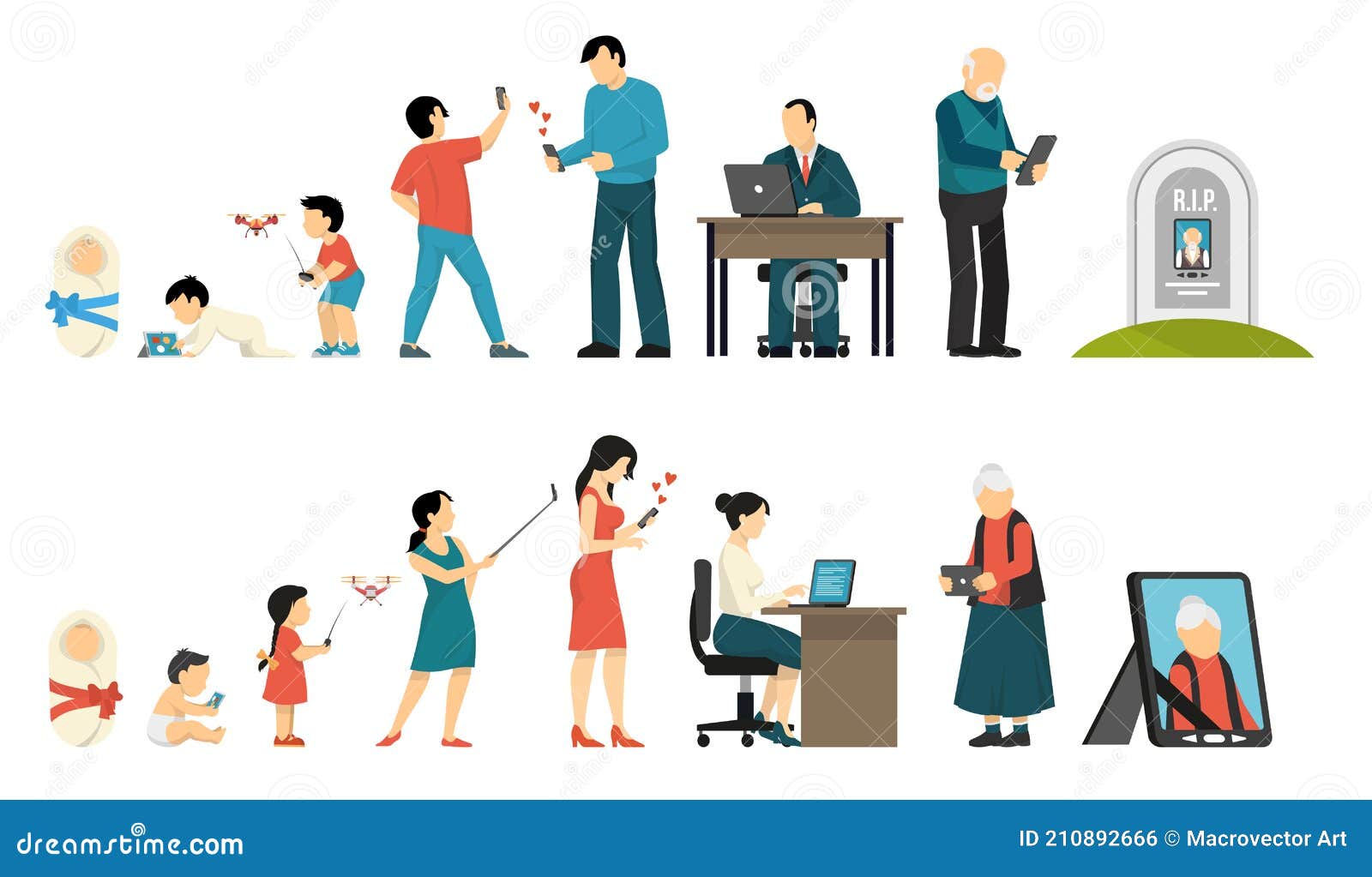 Generations and Gadgets Composition Stock Vector - Illustration of ...