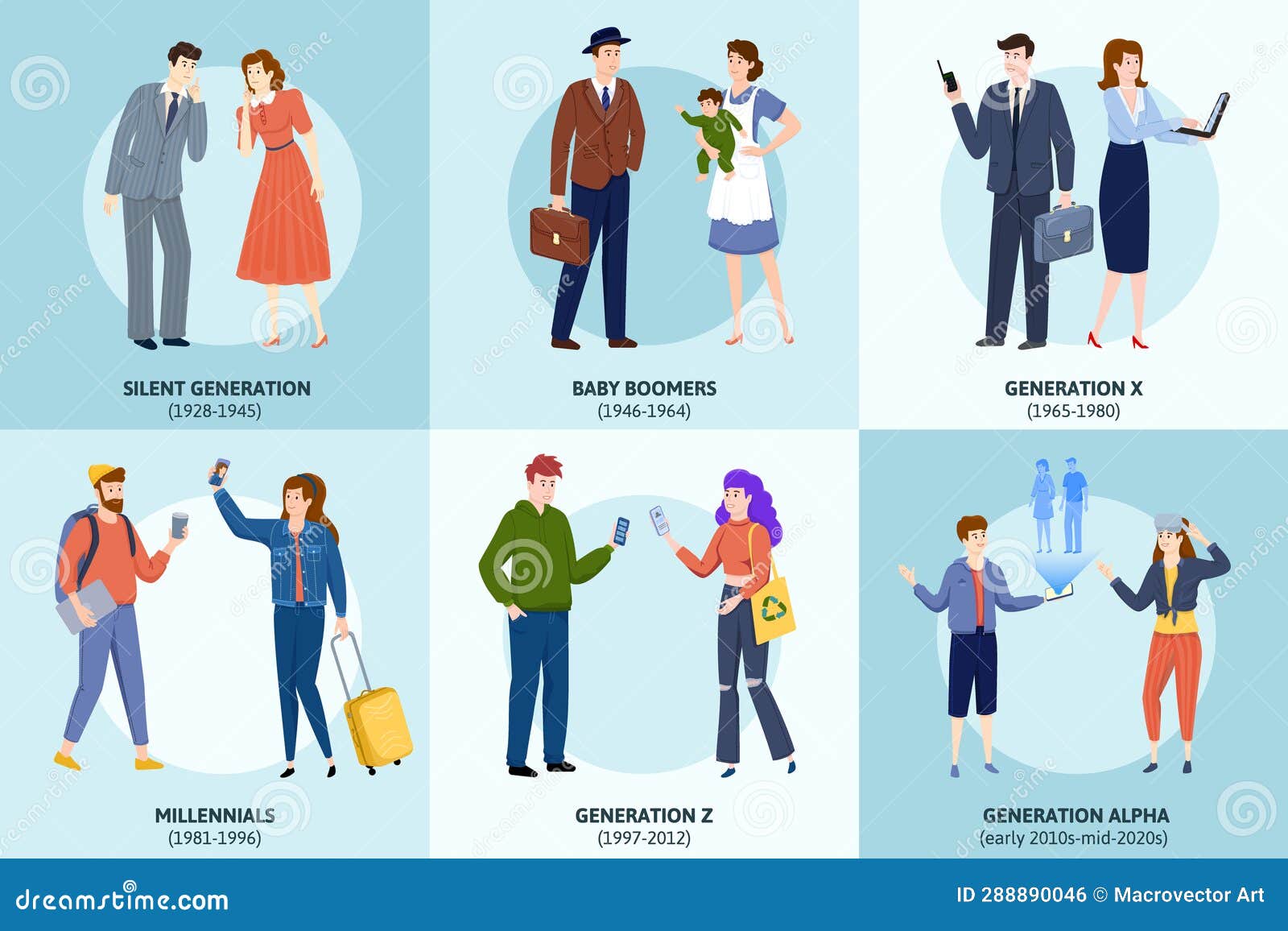 Generations Theory Flat Compositions Stock Illustration - Illustration ...