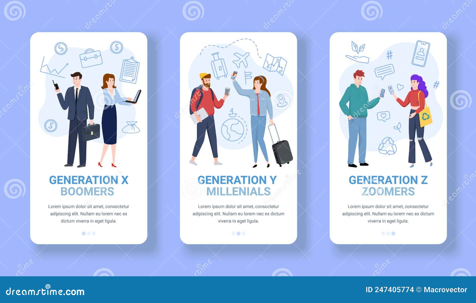 Generations Theory Vertical Banners Stock Vector - Illustration of ...