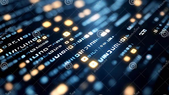 Generative AI Abstract Data Flow with Illuminated Binary Code for Technology Concept and Digital ...