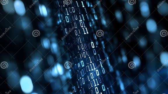 Generative AI Abstract Digital Binary Code Background Representing Data Flow and Technology ...