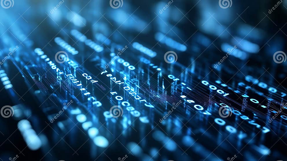 Generative AI Abstract Digital Data Streams and Binary Code Symbols ...
