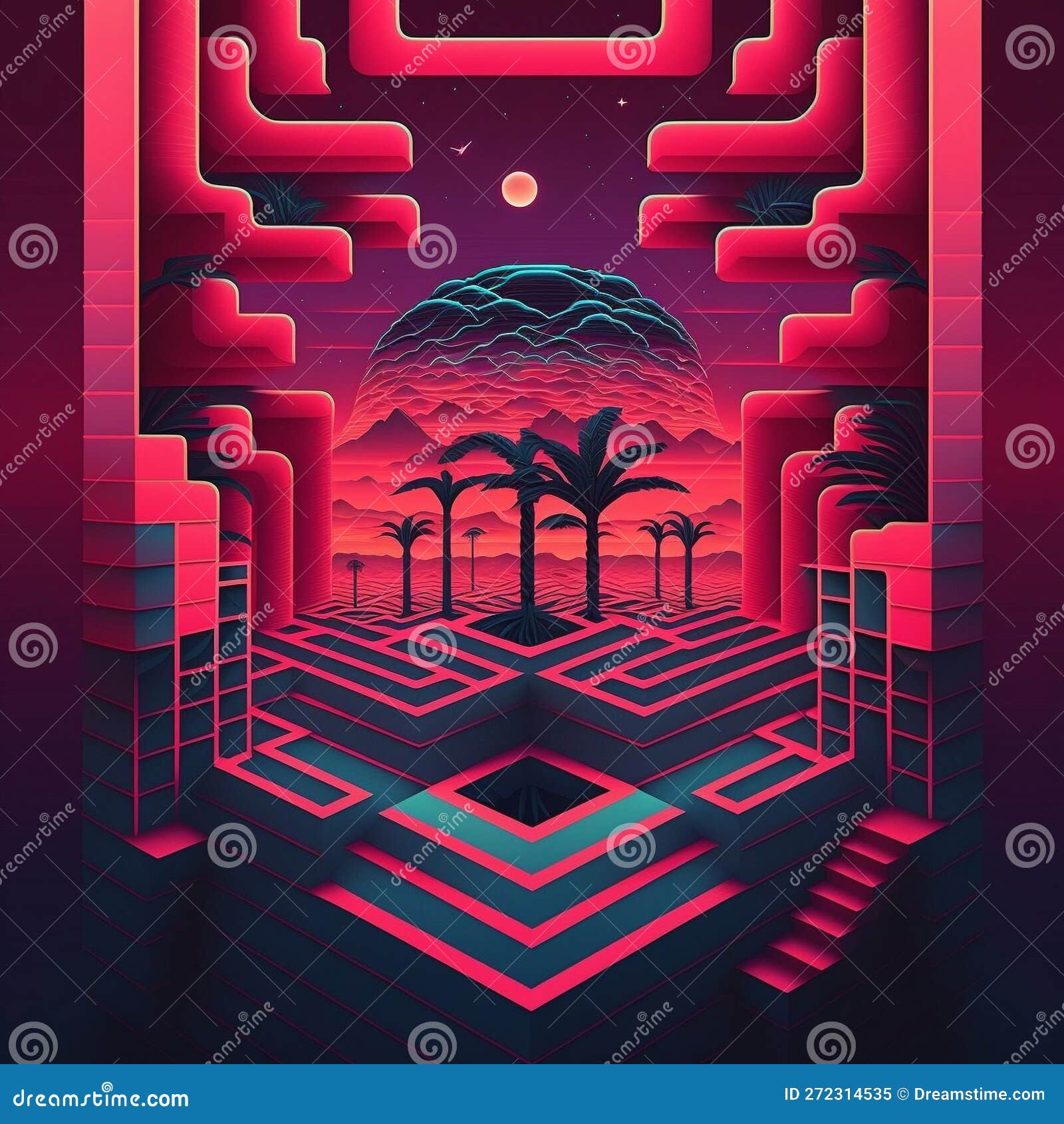 Generative Ai Abstract Geometry Pattern Background Stock Illustration