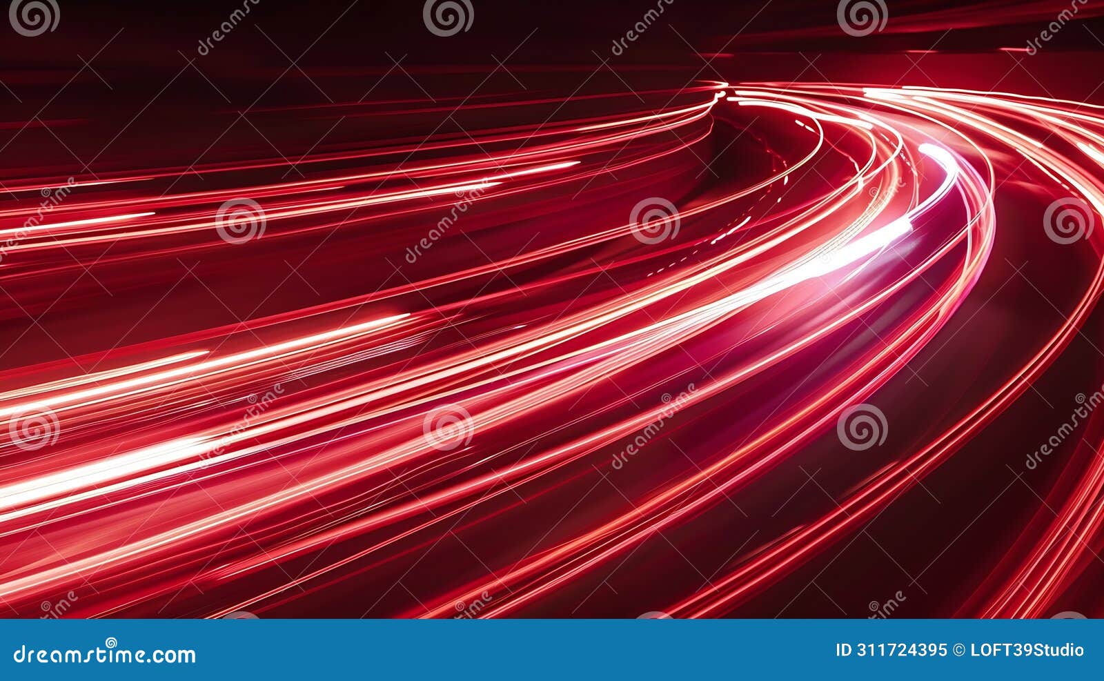 Generative AI Abstract Red Light Trails in the Dark Background Business ...