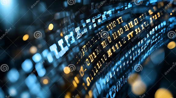 Generative Ai Abstract Representation Of Digital Data Flow Showcasing Binary Code And