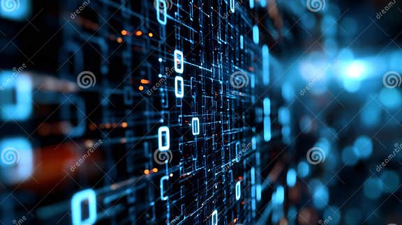 Generative AI Abstract Representation of Digital Data Streams with Binary Code Illustrating ...