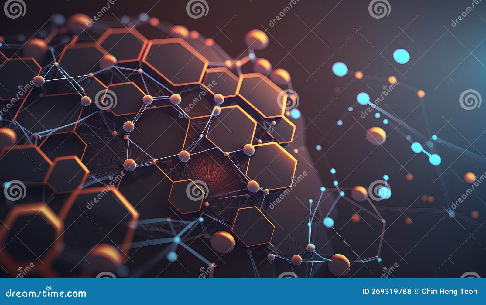 Generative AI of Abstract Technology Background with Hexagons. Network ...