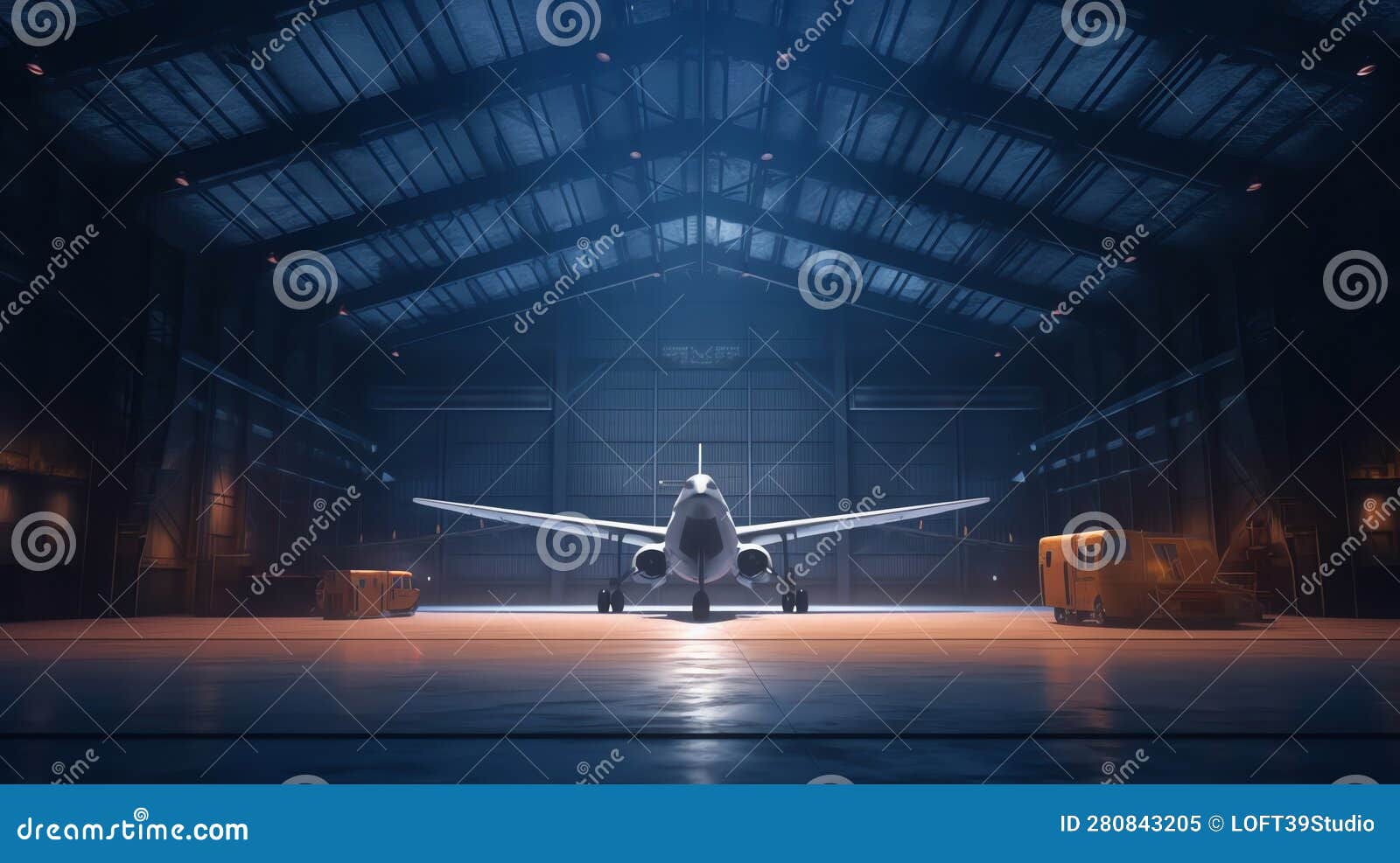 854_Airplane_in_hangar_3 stock illustration. Illustration of mechanic ...