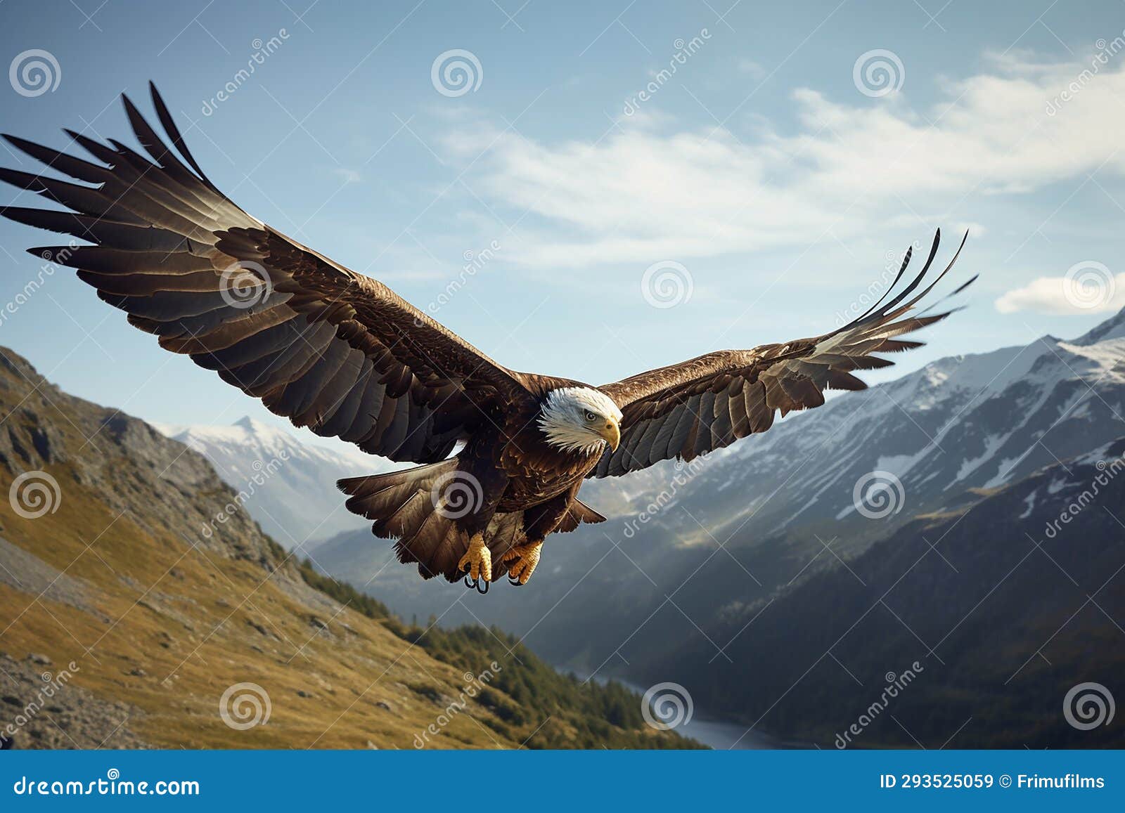 Generative AI a Bald Eagle Flying Stock Illustration - Illustration of ...