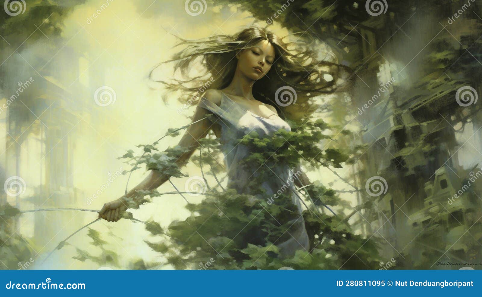Generative AI, a Banshee Emerging from a Misty Forest Stock Image ...