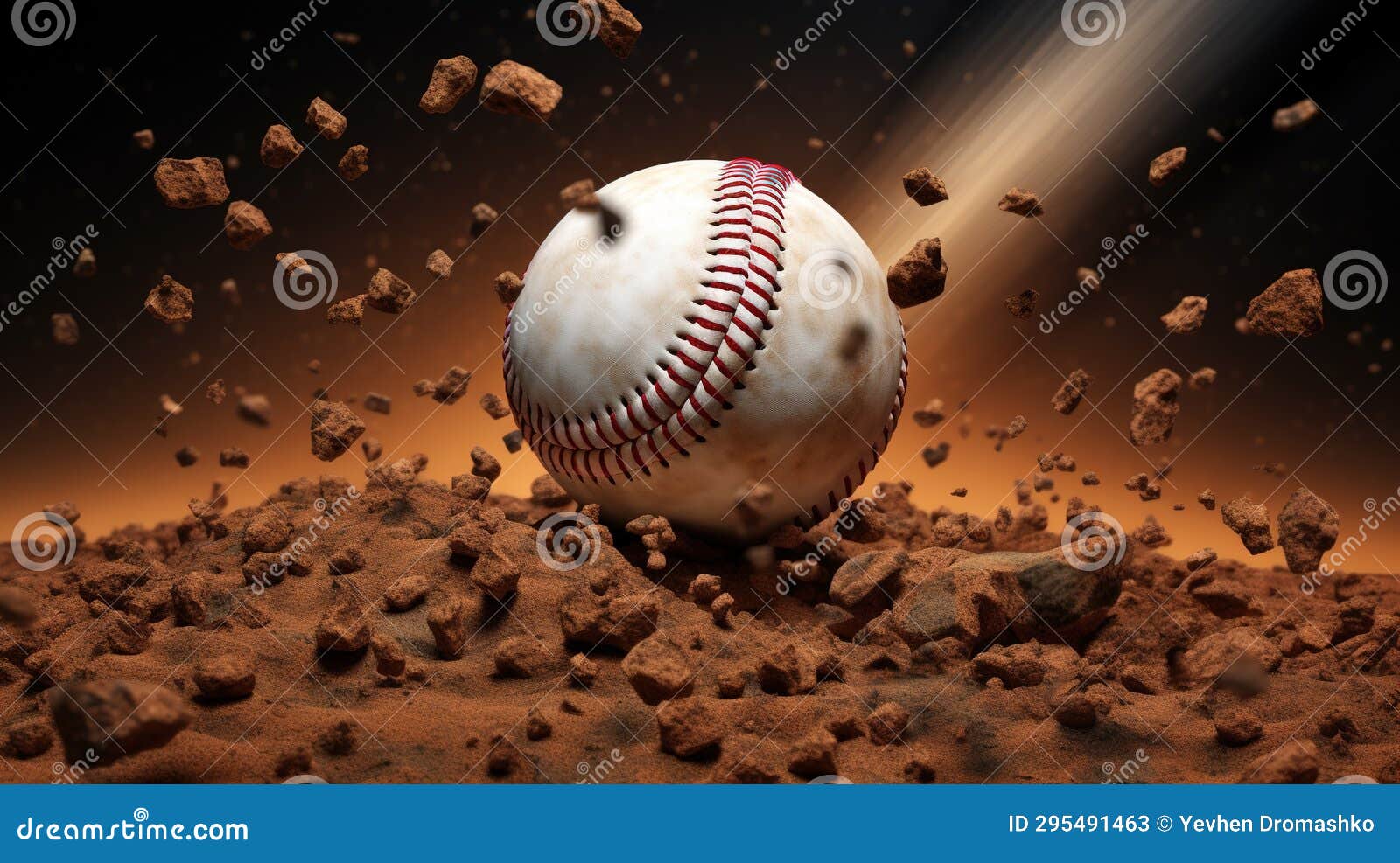 Generative AI, Baseball Ball in Dry Sand Explosion, Pitchers Mound ...