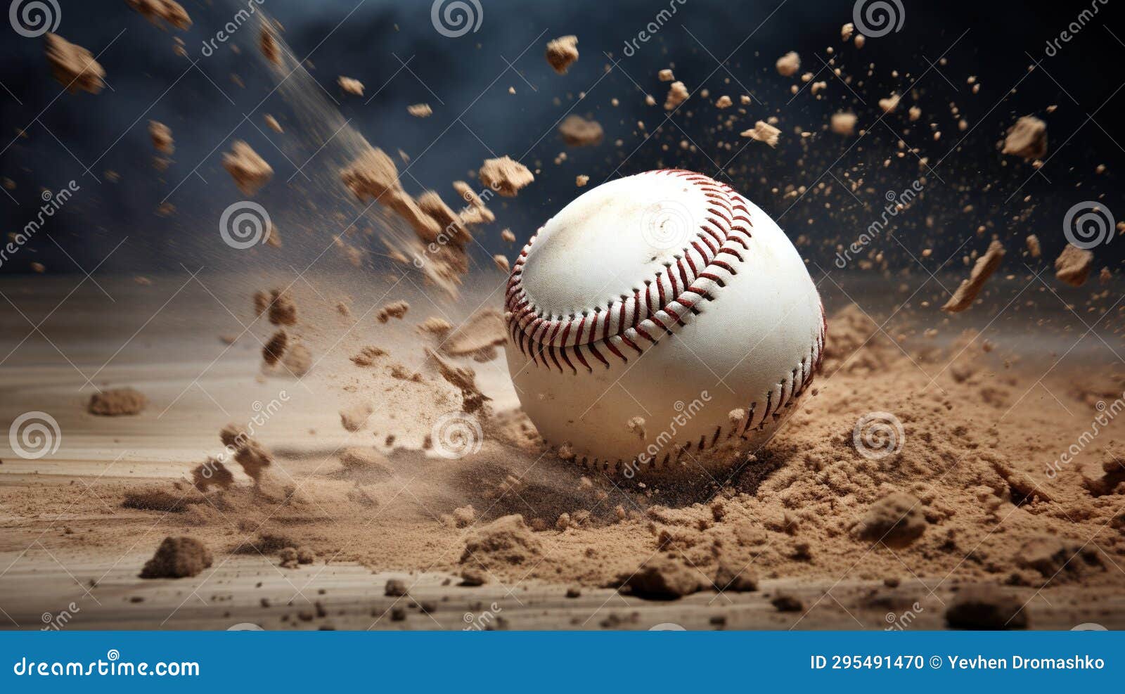 Generative AI, Baseball Ball in Dry Sand Explosion, Pitchers Mound ...