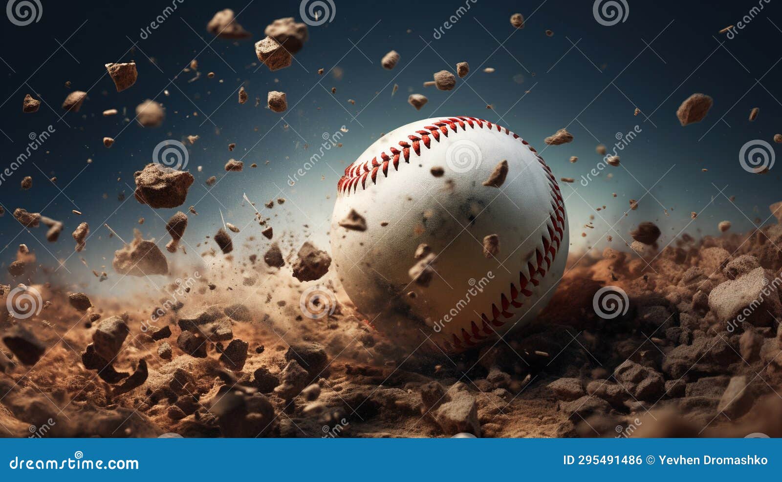 Generative AI, Baseball Ball in Dry Sand Explosion, Pitchers Mound ...