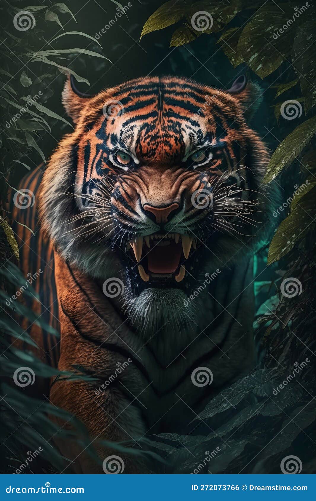 Generative AI. The Tiger Wears Iron Armor. Fantasy Art. Watercolor ...