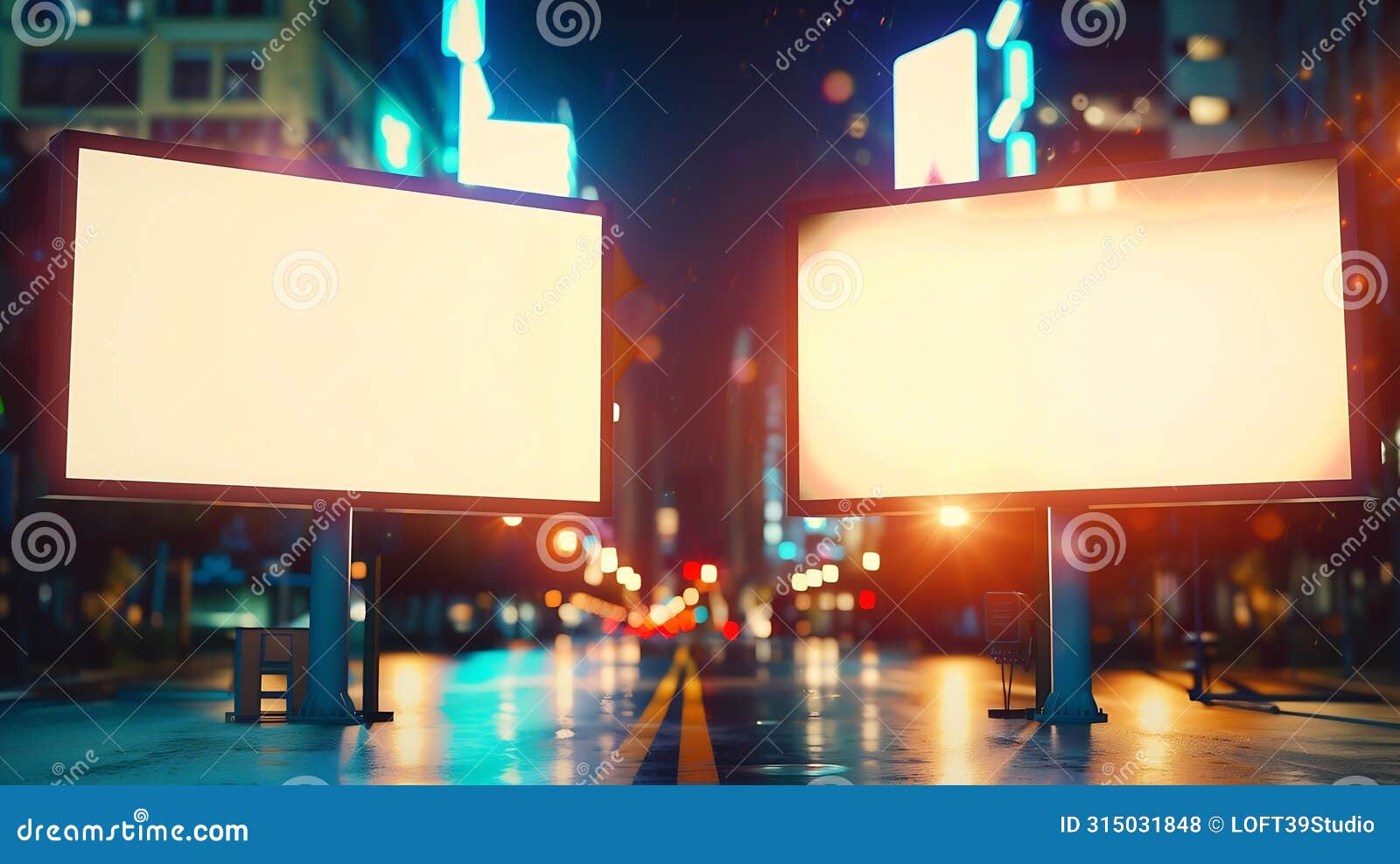 Generative AI Big Billboard Double Two Billboards Side by Side Business ...