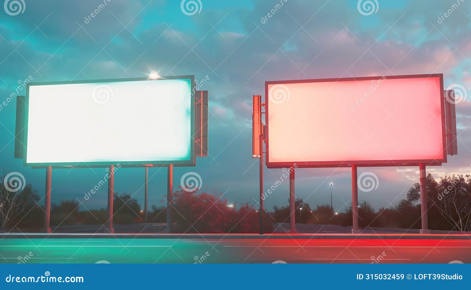 Generative AI Big Billboard Double Two Billboards Side by Side Business ...