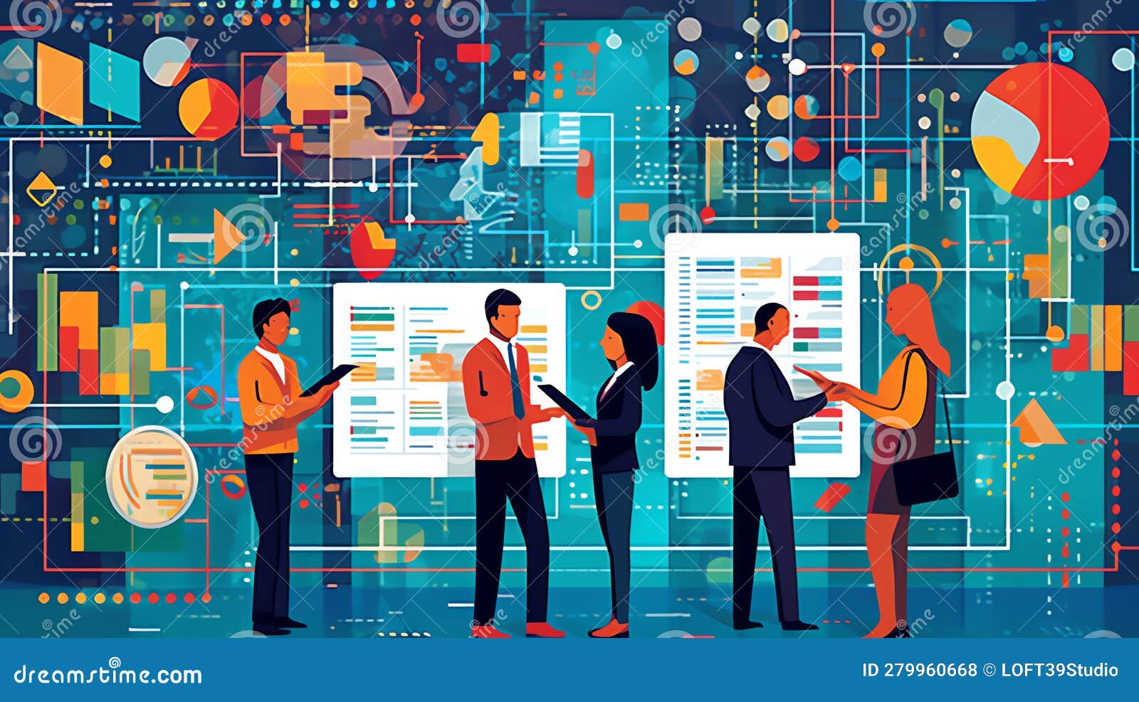 Generative AI Big Data Analysis Strategy- Stock Illustration ...