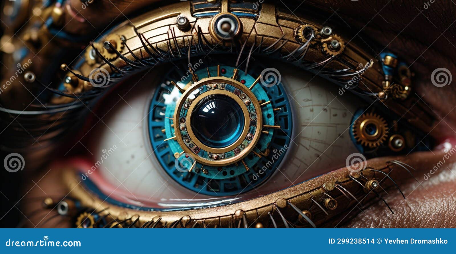 Generative AI, Bionic Steampunk Eye Closeup, Fictional Implant Stock Illustration - Illustration ...