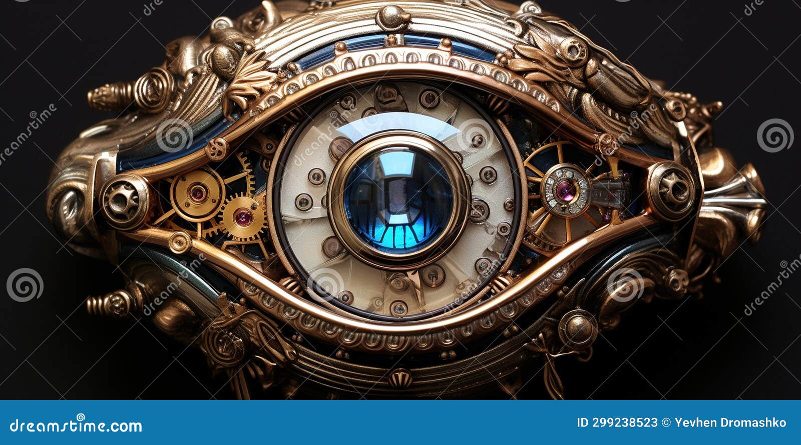 Generative AI, Bionic Steampunk Eye Closeup, Fictional Implant Stock Illustration - Illustration ...