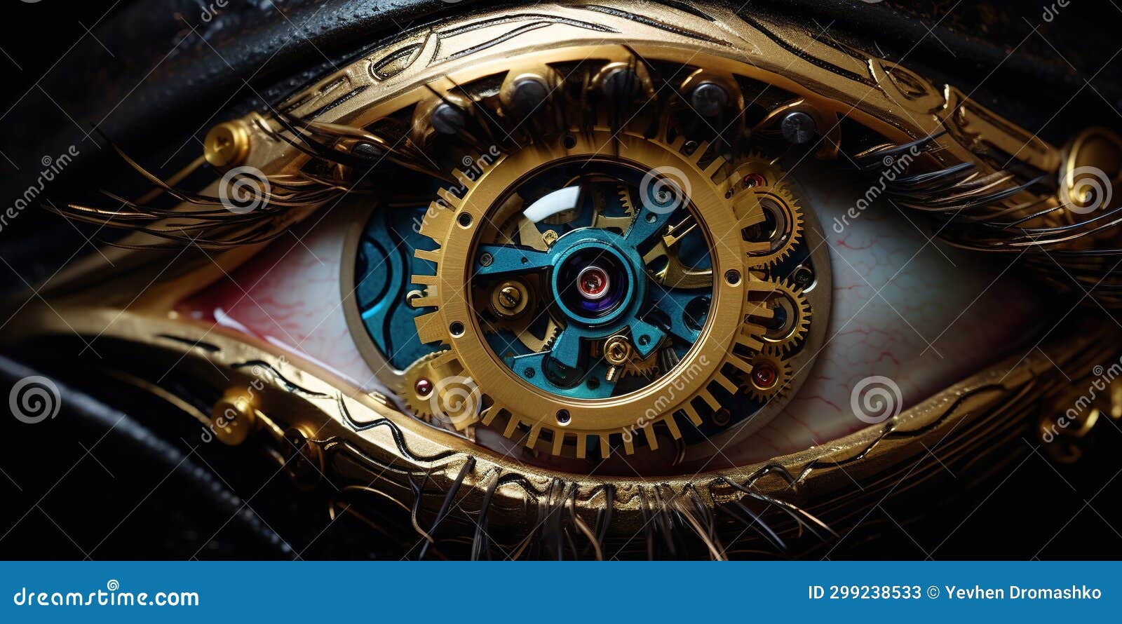 Generative AI, Bionic Steampunk Eye Closeup, Fictional Implant Stock ...